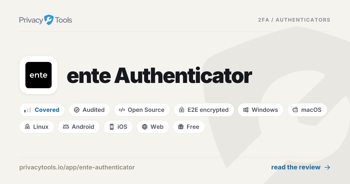 Reseña de ente Authenticator: 2FA / Autenticadores privado en 2026 ...
